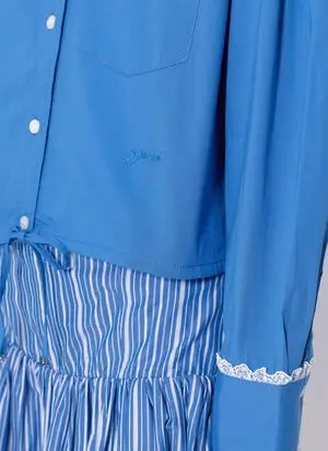 GANNI Stretch Cotton Cropped Bowling Shirt