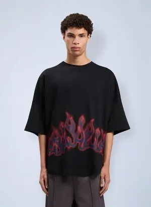 Palm Angels Flames Over T-shirt - Black