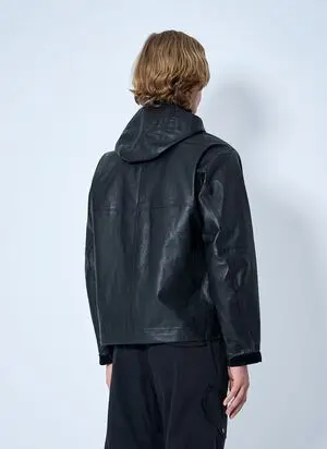 Stone Island Hooded Leather Jacket