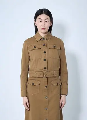Saint Laurent Cotton Serge Crop Jacket - Brown