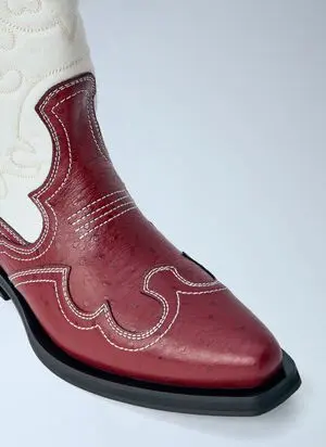 GANNI Mid Shaft Embroidered Western Boots