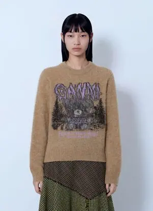 GANNI Brushed Alpaca Teddy Sweater