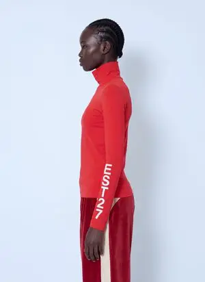 Lacoste Runway High Neck Printed Stretch T-shirt