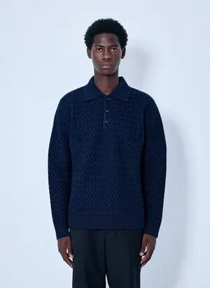 Bottega Veneta Lightweight Wool Intrecciato Sweater - Blue