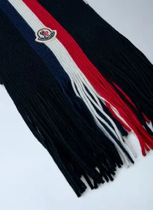 Moncler Ribbed Knit Scarf With Fringed Ends