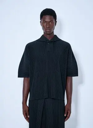 Issey Miyake Pleated Short Sleeve Shirt - Black