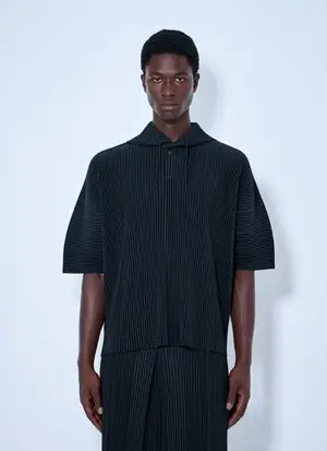 Issey Miyake Pleated Short Sleeve Shirt - Black