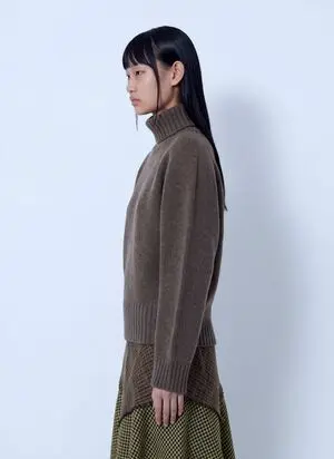 GANNI Double Knit Batwing Turtleneck