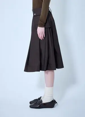 GANNI Duchesse Nylon Midi Pleated Pocket Skirt