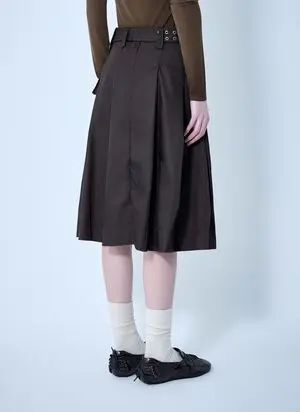 GANNI Duchesse Nylon Midi Pleated Pocket Skirt