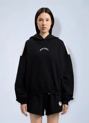 Palm Angels Curved Logo Loose Crop Hoodie - Black