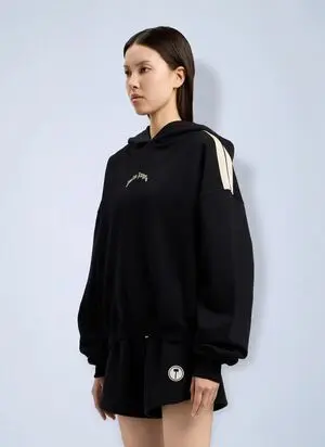Palm Angels Curved Logo Loose Crop Hoodie
