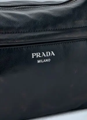 Prada Distressed Nappa Leather Shoulder Bag - Brown