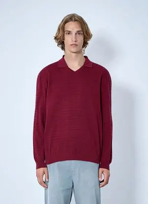 Miu Miu Striped V-neck Polo Shirt - Red