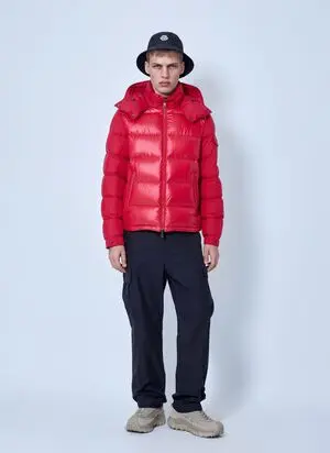 Moncler Maya Hooded Short Down Jacket - Red