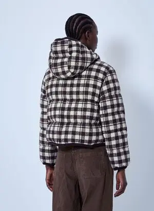 Moncler Abstraction Hooded Wool Blend Short Down Jacket - Brown