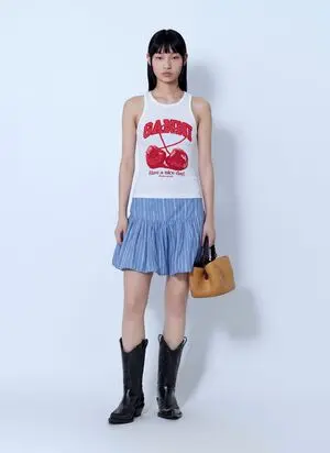 GANNI Compact Rib Jersey Tank Top