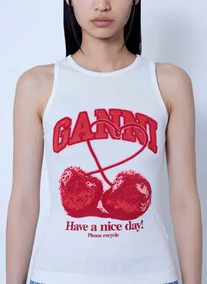 GANNI Compact Rib Jersey Tank Top