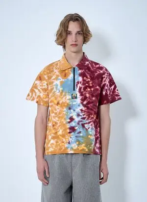 BRAIN DEAD Zip-collar Tie-dye Polo Shirt