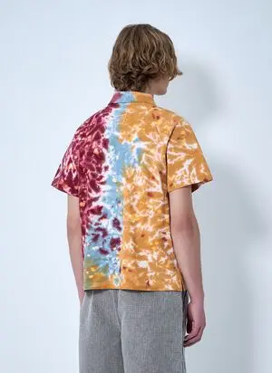 BRAIN DEAD Zip-collar Tie-dye Polo Shirt