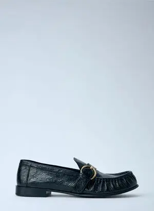 Miu Miu Leather Loafers With Buckle Detail - Black
