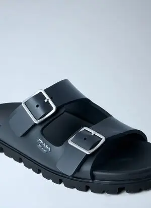 Prada Rubber Slides - Black