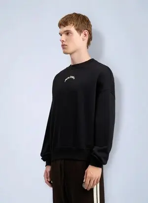 Palm Angels Back Curved Logo Loose Sweatshirt