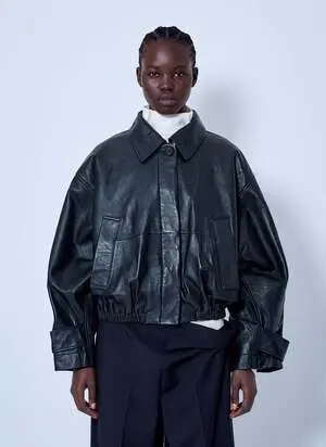 RÓHE Leather Blouson Jacket - Black