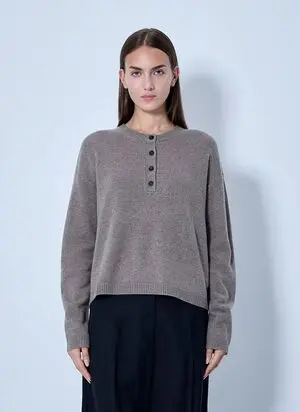 Max Mara Button Placket Knit Sweater - Beige