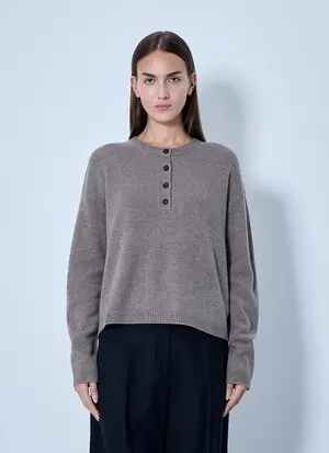 Max Mara Button Placket Knit Sweater - Beige