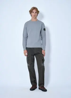 Stone Island Crewneck Sweatshirt With Sleeve Logo Patch - Grey