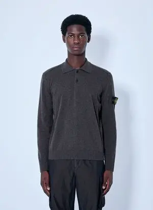 Stone Island Long Sleeve Polo - Brown
