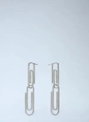 Off-White Paperclip Strass Earrings - Grey