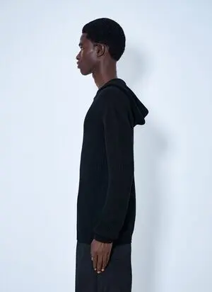 Rick Owens Ribbed Knit Zip Hoodie