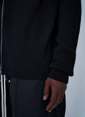 Rick Owens Ribbed Knit Zip Hoodie