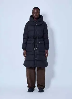 Moncler Pic Hooded Long Down Coat - Black