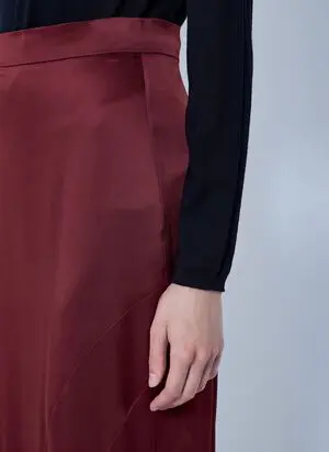 Max Mara Satin Maxi Skirt - Red