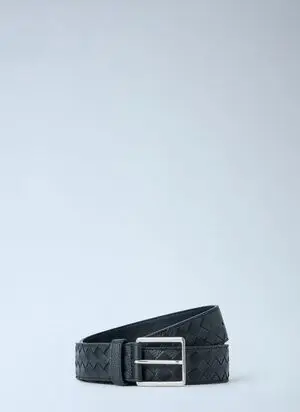 Bottega Veneta Woven Taurillon Leather Belt - Black