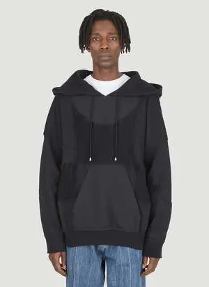 DRX FARMAXY FOR LN-CC Upcycled Crochet Hooded Sweatshirt - Black