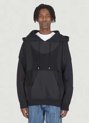 DRX FARMAXY FOR LN-CC Upcycled Crochet Hooded Sweatshirt - Black