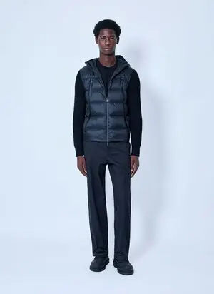 Moncler Hooded Puffer Jacket With Knit Sleeves
