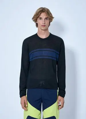 StÜssy Striped Long Sleeve Sweater - Black