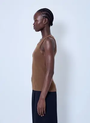 Saint Laurent Cassandre Tank Top - Brown