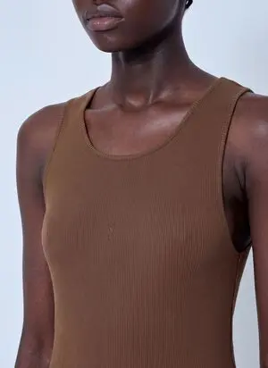 Saint Laurent Cassandre Tank Top - Brown