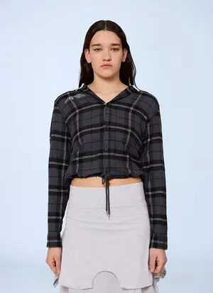 GINA CORRIERI Check Hooded Shirt - Black