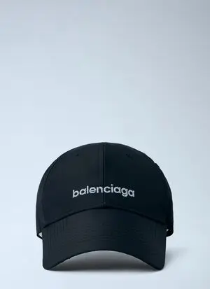Balenciaga Embroidered Logo Cap - Black