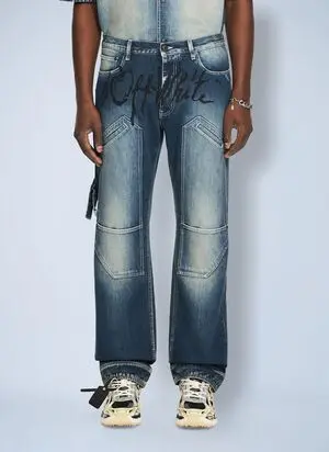 Off-White Cherry Diagonal Twist Stack Jeans
