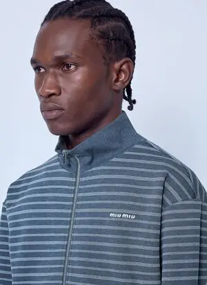 Miu Miu Striped Cotton Fleece Jacket