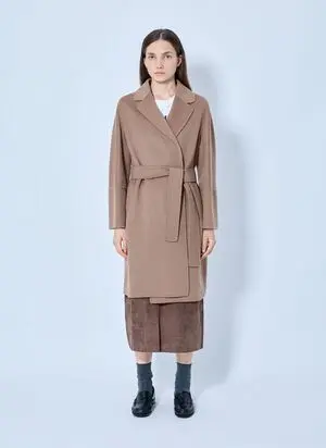 Max Mara Belted Wool-Blend Coat Camel
