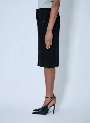 Saint Laurent Denim Midi Skirt